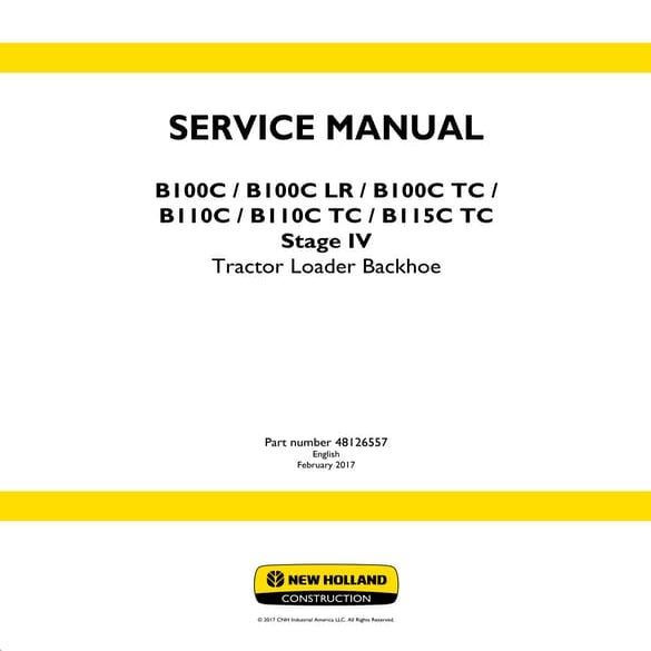 New holland b110 ctc stage iv tractor loader backhoe service repair ...