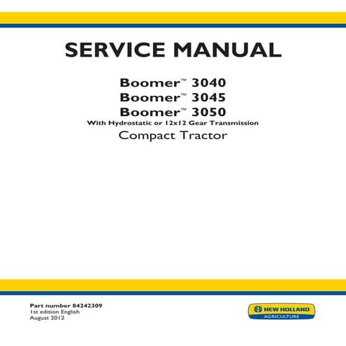 New Holland Boomer™ 3040 With Hydrostatic or 12x12 Gear Transmission ...