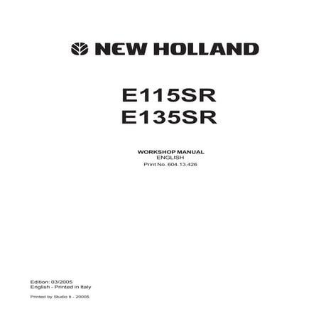 New holland e135 sr crawler excavator service repair manual | PDF