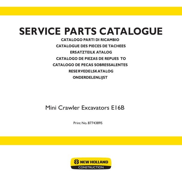 New holland e16 b mini crawler excavator parts catalogue manual | PDF