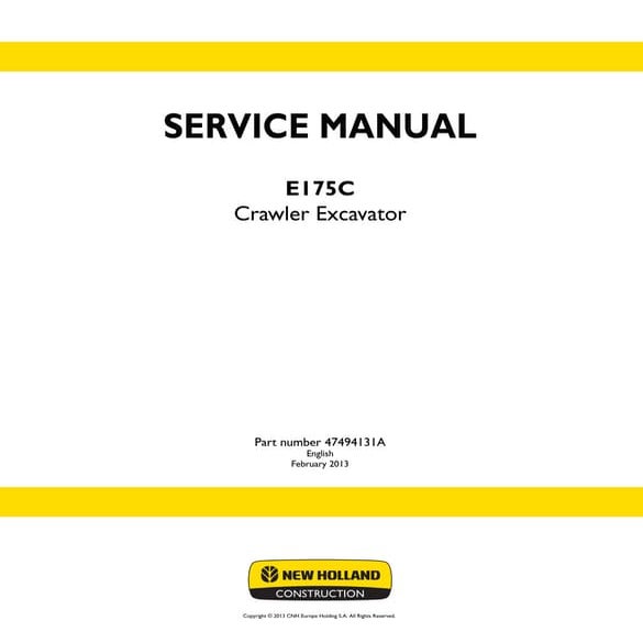 New holland eh130 crawler excavator service repair manual | PDF