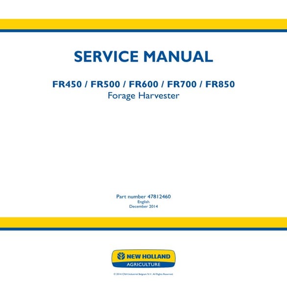 New holland fr700 forage harvester service repair manual | PDF
