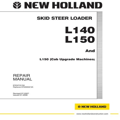 New holland l150 skid steer loader service repair manual | PDF
