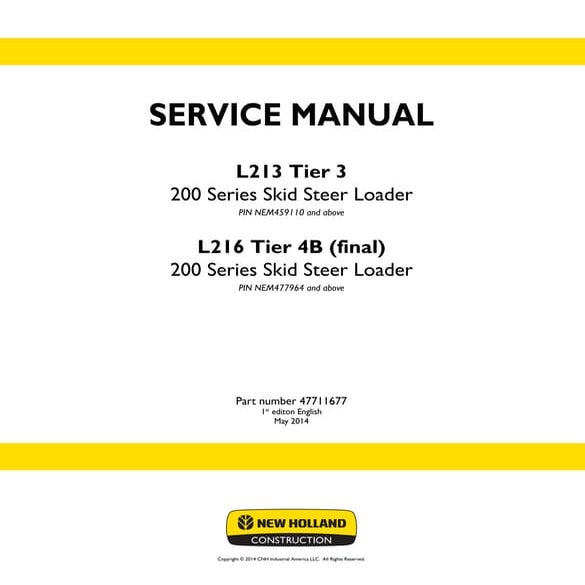 New holland l216 tier 4 b (final) skid steer loader service repair ...