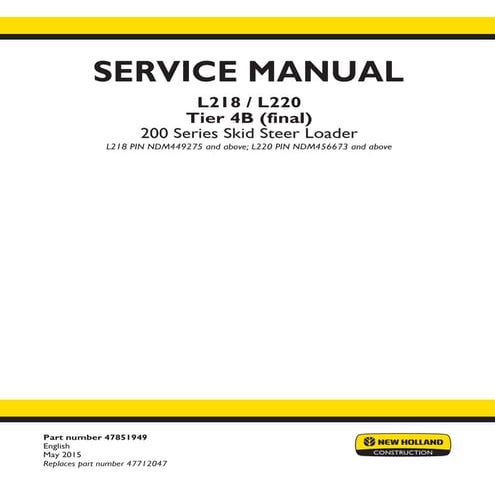 New holland l216 tier 4 b (final) skid steer loader service repair ...