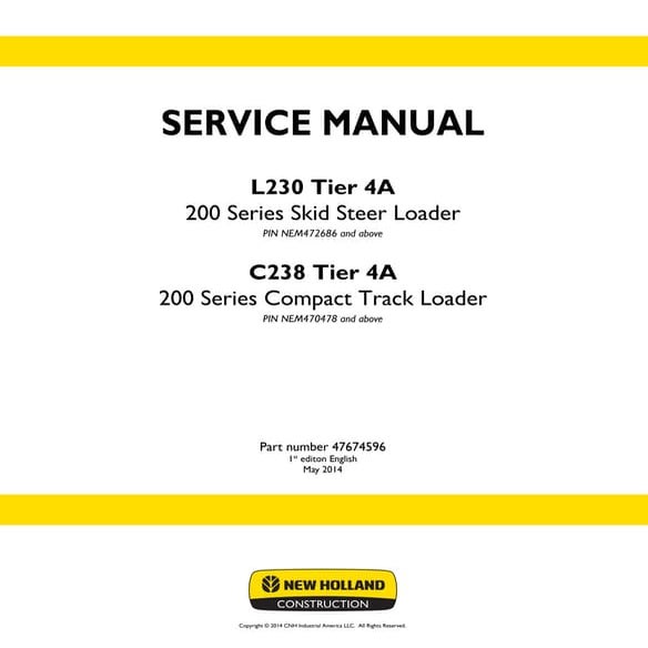 New Holland L230 Tier 4A Skid Steer Loader Service Repair Manual.pdf