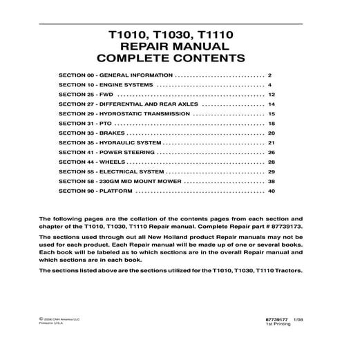 New holland t1030 tractor service repair manual | PDF
