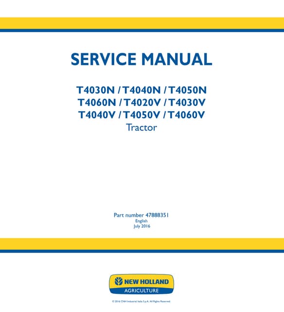 New holland t4.75 power star tractor service repair manual | PDF