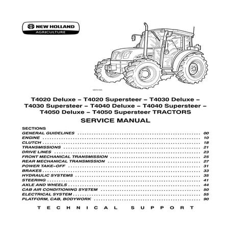 New holland t4040 supersteer tractor service repair manual | PDF