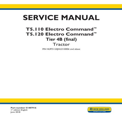 New holland t5.110 electro command™ tier 4 b (final) tractor service ...