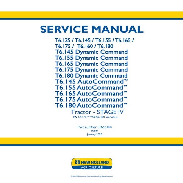 New Holland T6.145 Dynamic Command STAGE IV Tractor Service Repair ...