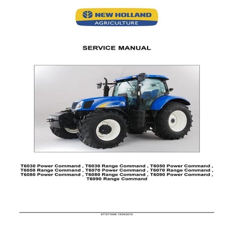 New holland t6070 power command tractor service repair manual | PDF