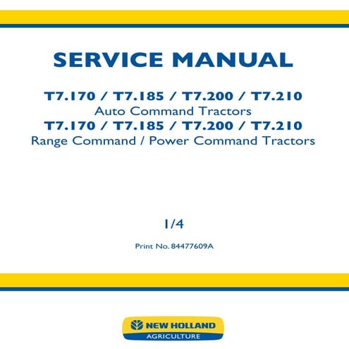 New holland t7.185 range command tractor service repair manual | PDF