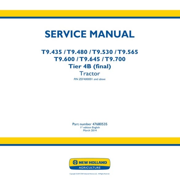 New Holland T9.565 Tier 4B (final) Tractor Service Repair Manual.pdf