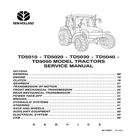 New holland td5020 tractor service repair manual | PDF