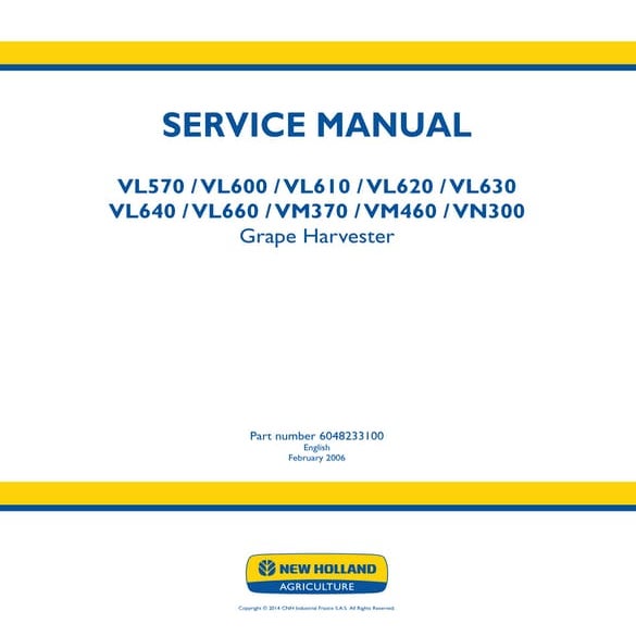 New holland vn300 grape harvester service repair manual | PDF