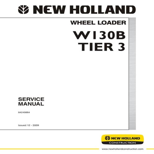 New holland w130 b tier 3 wheel loader service repair manual | PDF