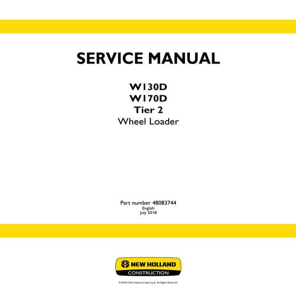 New holland w170 d zbar tier2 wheel loader service repair manual | PDF