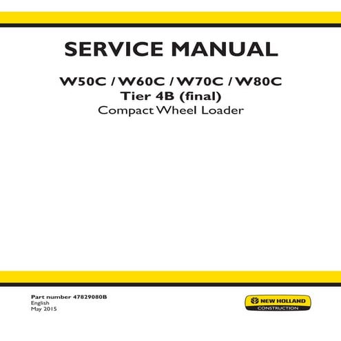 New holland w80 c tier 4b (final) compact wheel loader service repair manual | PDF
