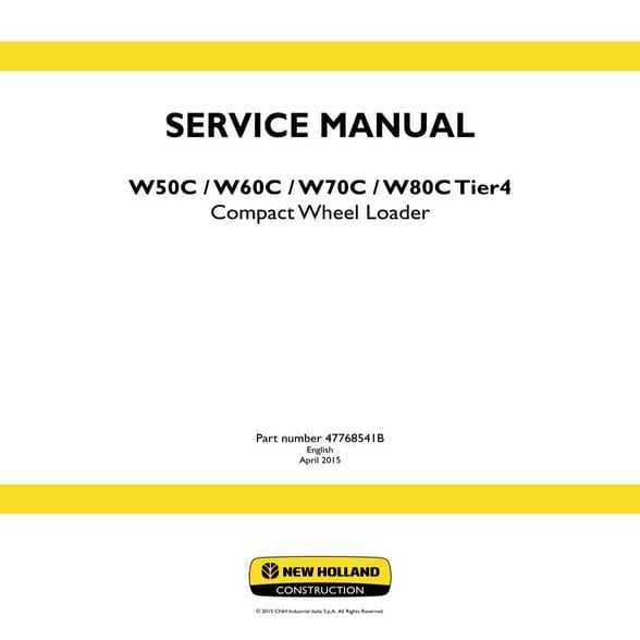New holland w80 c tier 4 compact wheel loader service repair manual | PDF