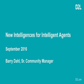 New Intelligences for Intelligent Agents - webinar slides | PPT