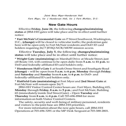 New Gate Hours for JBM-HH | DOCX