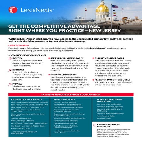 New Jersey Specific Content on Lexis Advance | PDF