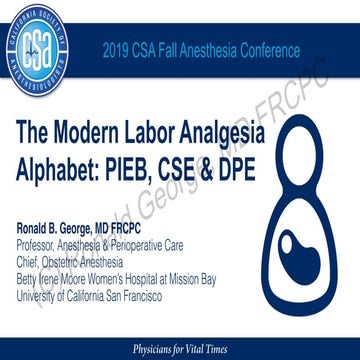 Update labor analgesia - PIEB, CSE, DPE | PDF