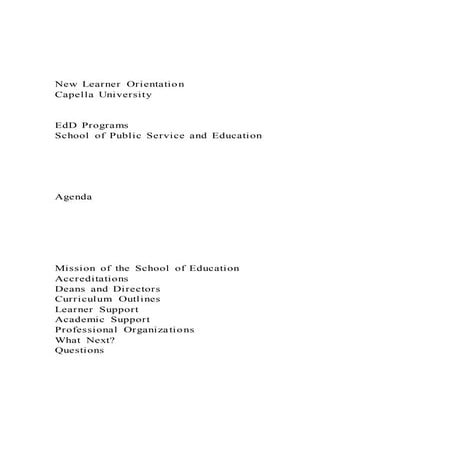 New learner orientation capella university edd programs | PDF