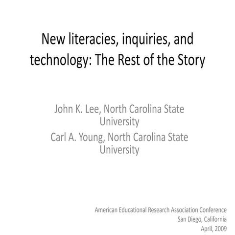 New Literacies, Inquiries, And Technology | PPT