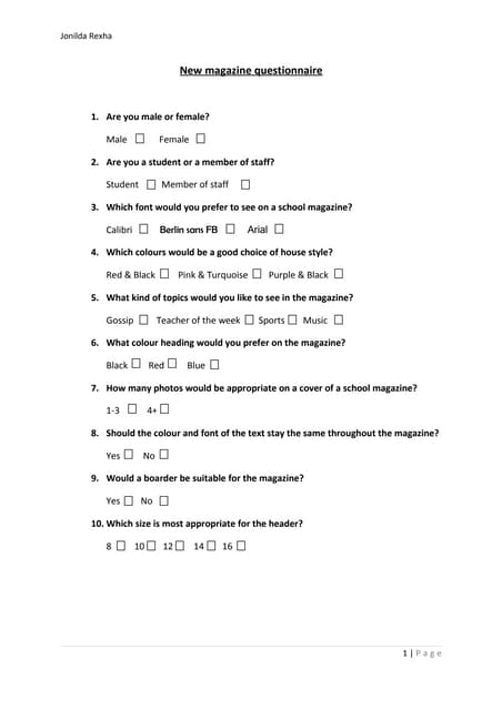 Survey For School Magazine Cover | PDF