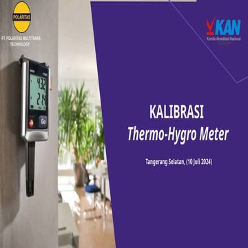 Comprehensive Training on Calibration of Thermo-Hygro Meters for ...