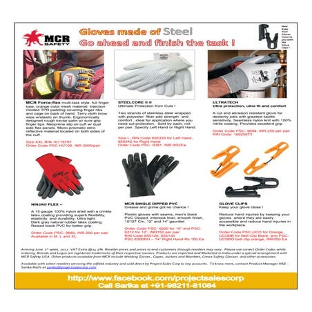 ForceFlex Gloves MCR Safety - Now in India +91-98851-49412 | PDF