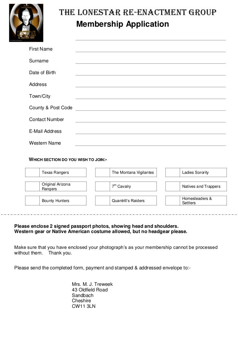Lonestar Membership Form
