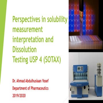 Solubility Test Solubility And Chemical Quantification Of APIs/drugs