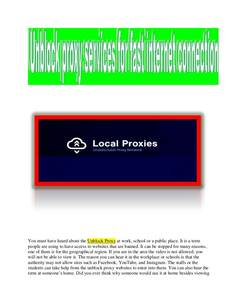 An Unblock Proxy For Bypassing Web Restrictions | Local Proxies
