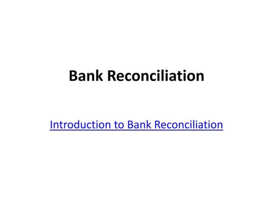 Bank reconciliation statement | PPTX