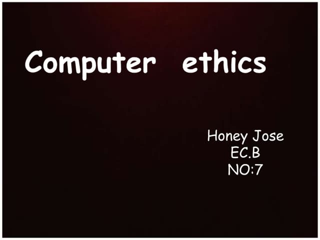 The 10 Commandments of Computer Ethics | PPT