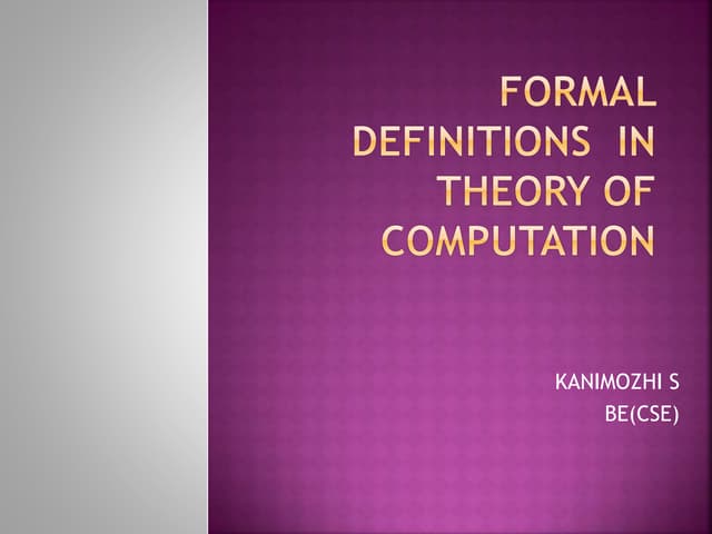 Formal Definitions In Theory Of Computation Ppt