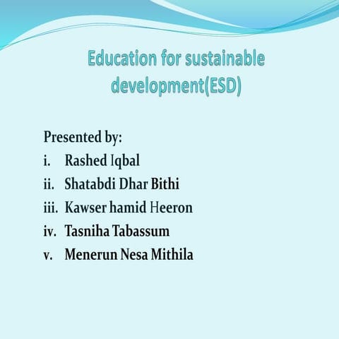 education for sustainable development(ESD) | PPT