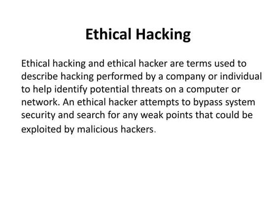 Introduction to ethical hacking | PPT