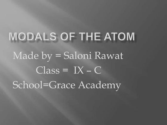 Models of the atom | PPTX | Chemistry | Science