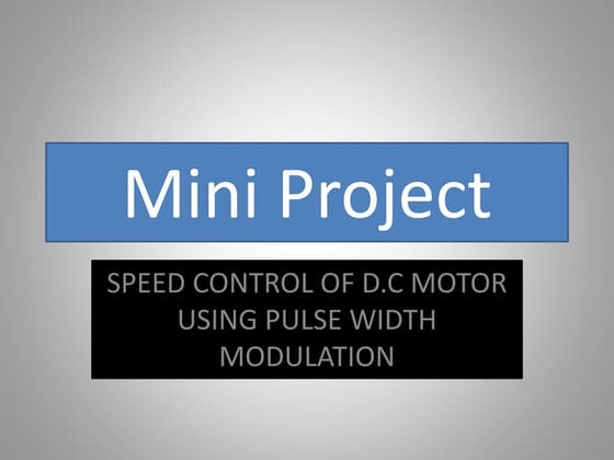 Speed Control Of Dc Motor Using Microcontroller Ppt