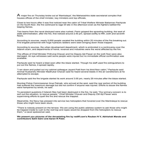 fire in mumbai mantralaiya | PDF