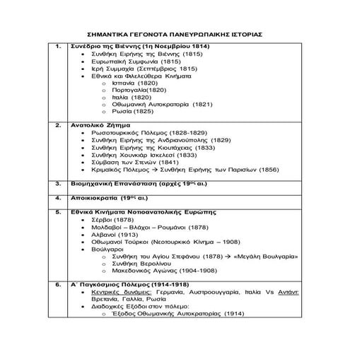 Επανάληψη Ιστορίας Γ΄ Λυκείου, Σημαντικότερα Γεγονότα | DOCX