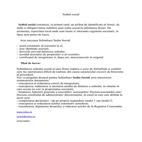 Sediul social | DOCX