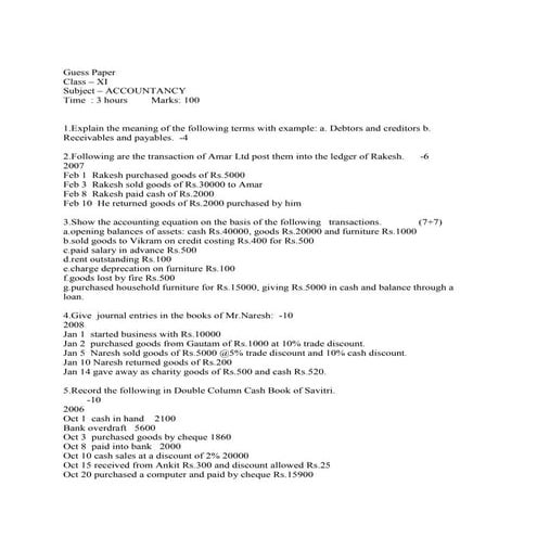 SAMPLE PAPER OF BUSINESS CLASS 11TH | DOCX