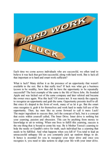 Luck or Hard Work? | KEY