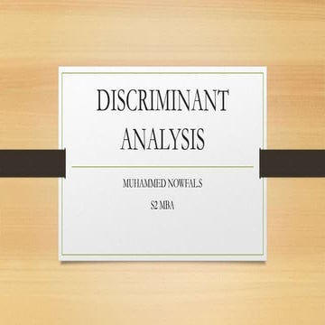 Discriminant Analysis | PPTX
