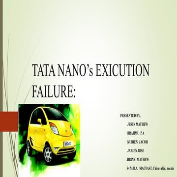 TATA NANO : Exicution Failure | PPTX